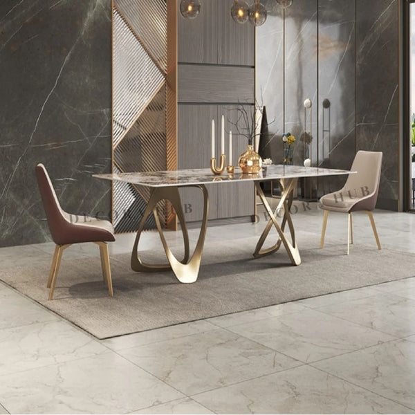 Platinum Beautiful Dining Table in Marble Finish – DecoraHub