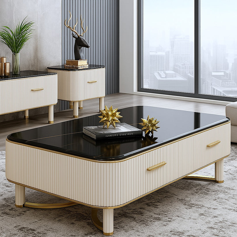 Rectangular Centre Table In White Colour for Living Room – DecoraHub